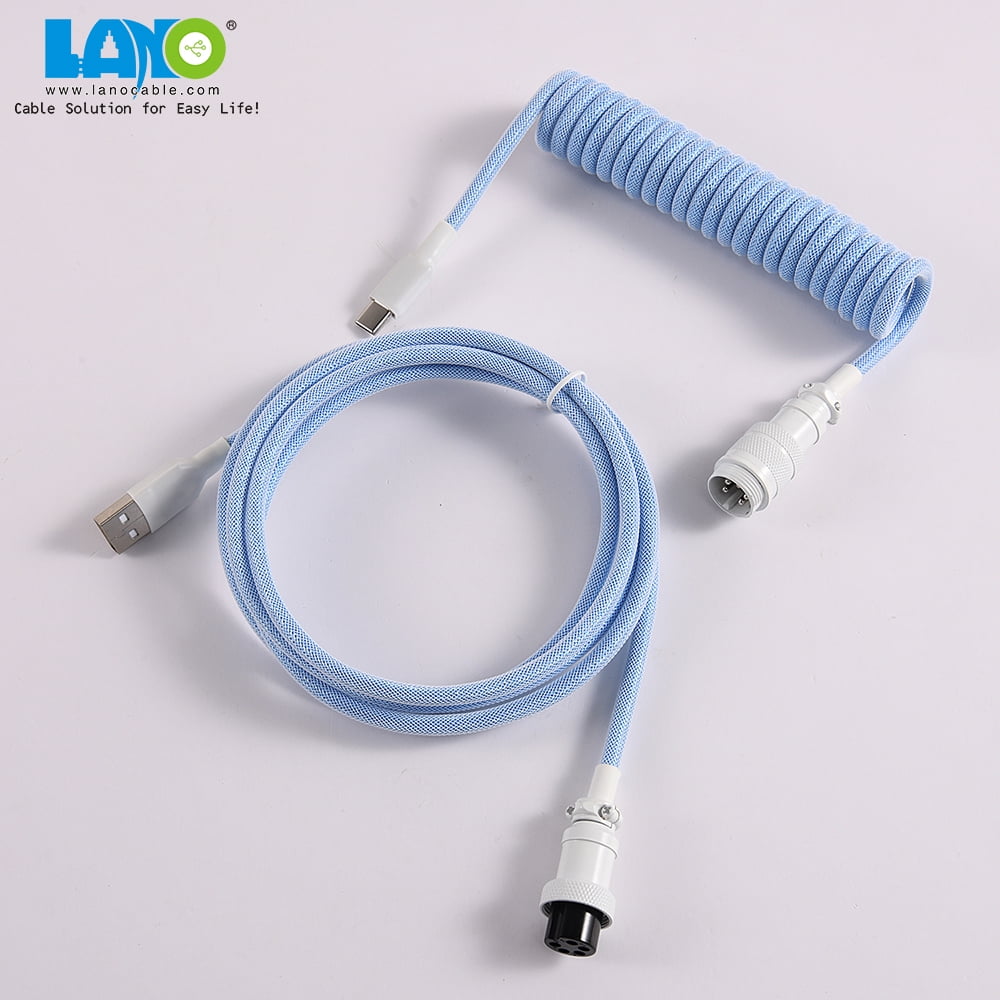 Custom GX16 aviator Usb c Coiled Mechanical Keyboard Cable Aviation ...