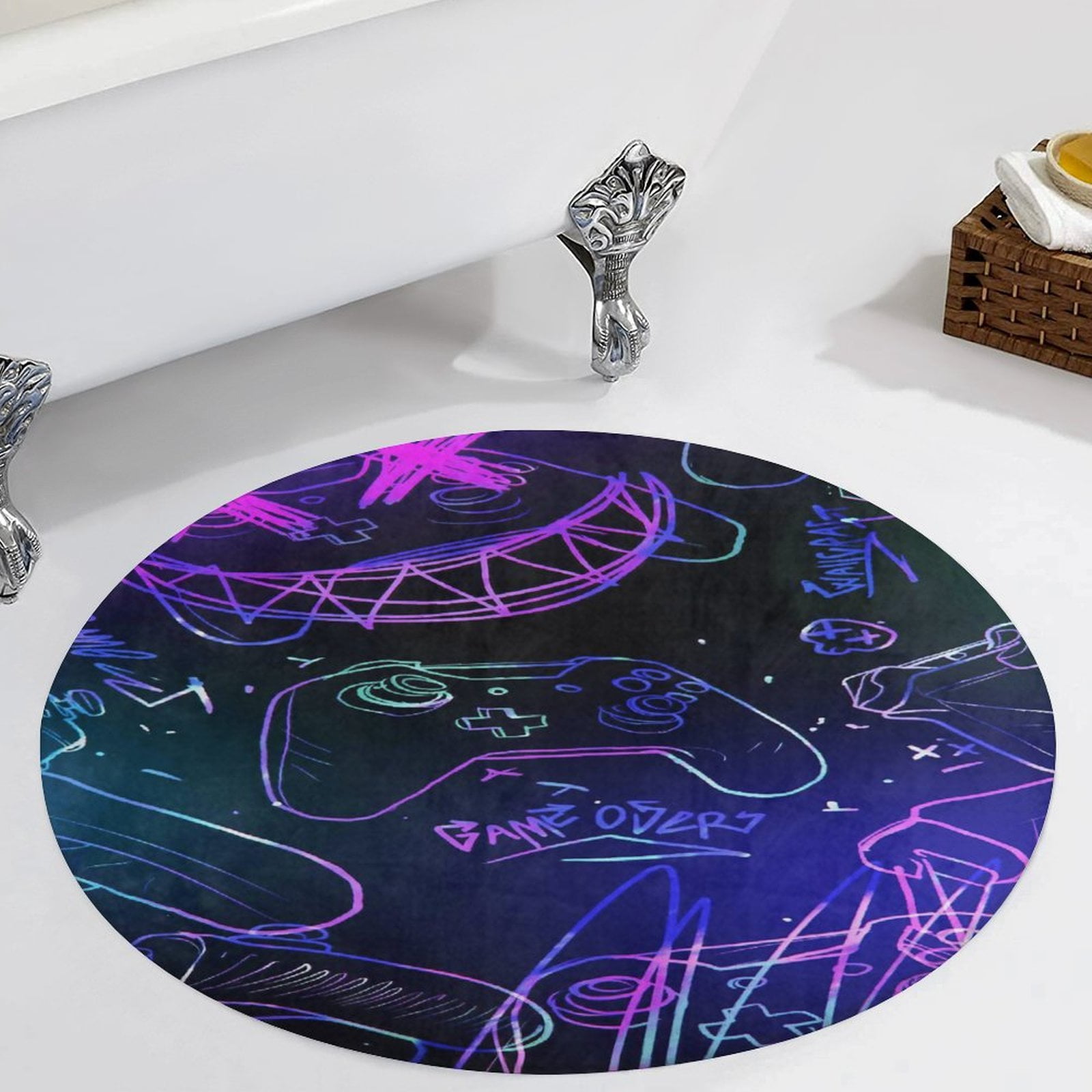 Custom Gamer Gaming Controller Button （1） Round Area Rugs for Bedroom ...