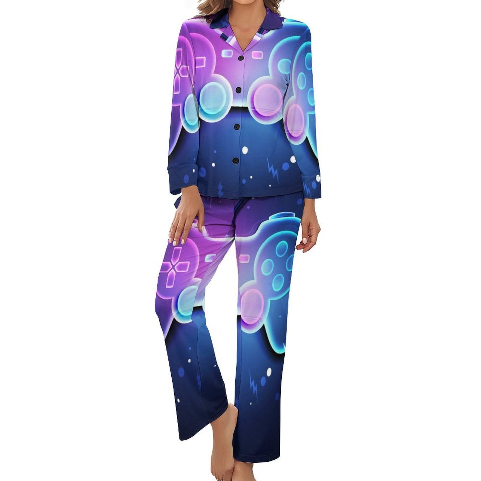 Custom Gamer Gaming Controller Pajamas Woman Vintage Pajamas Set 2 ...