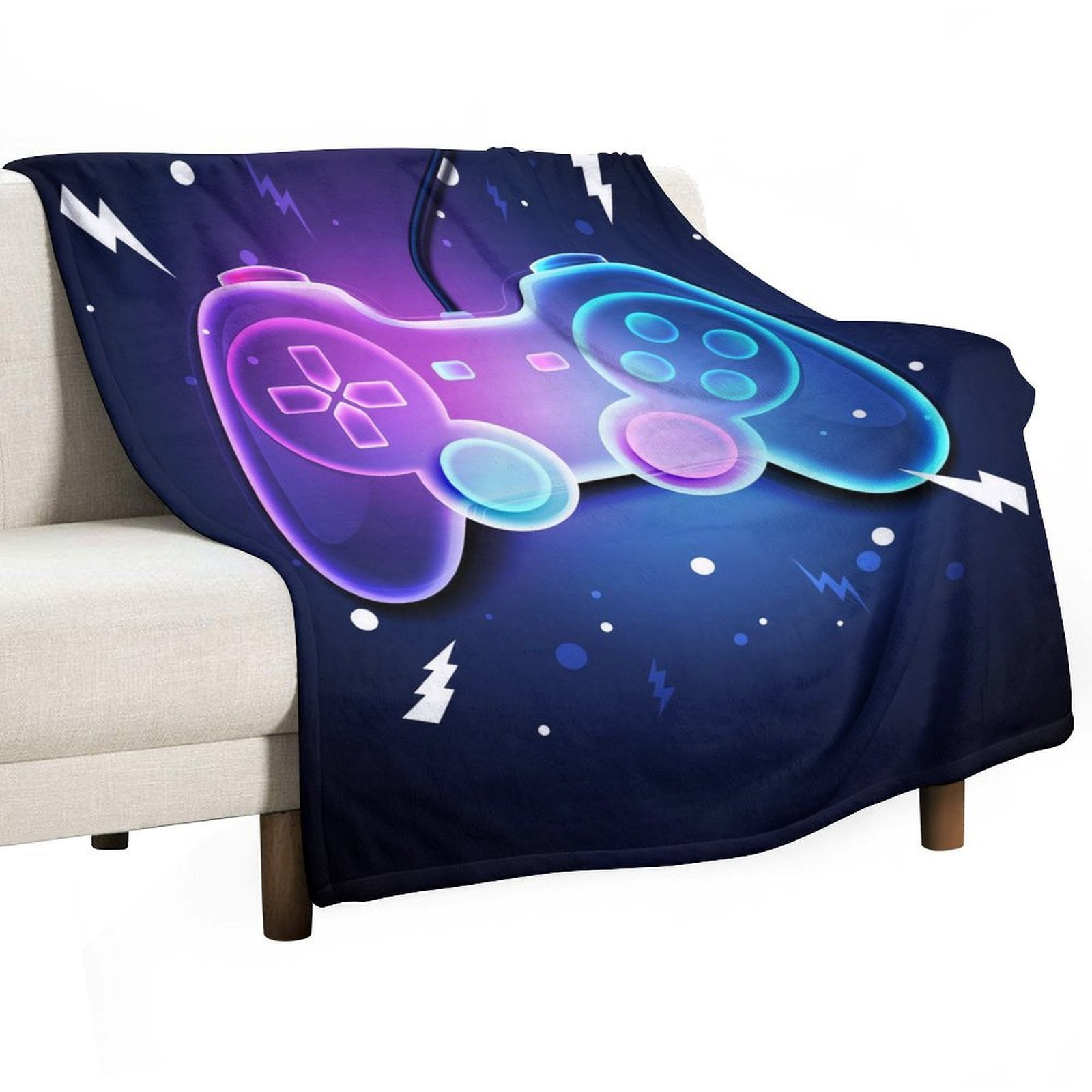 Custom Gamer Gaming Controller Throw Blanket Warm Microfiber Flannel ...