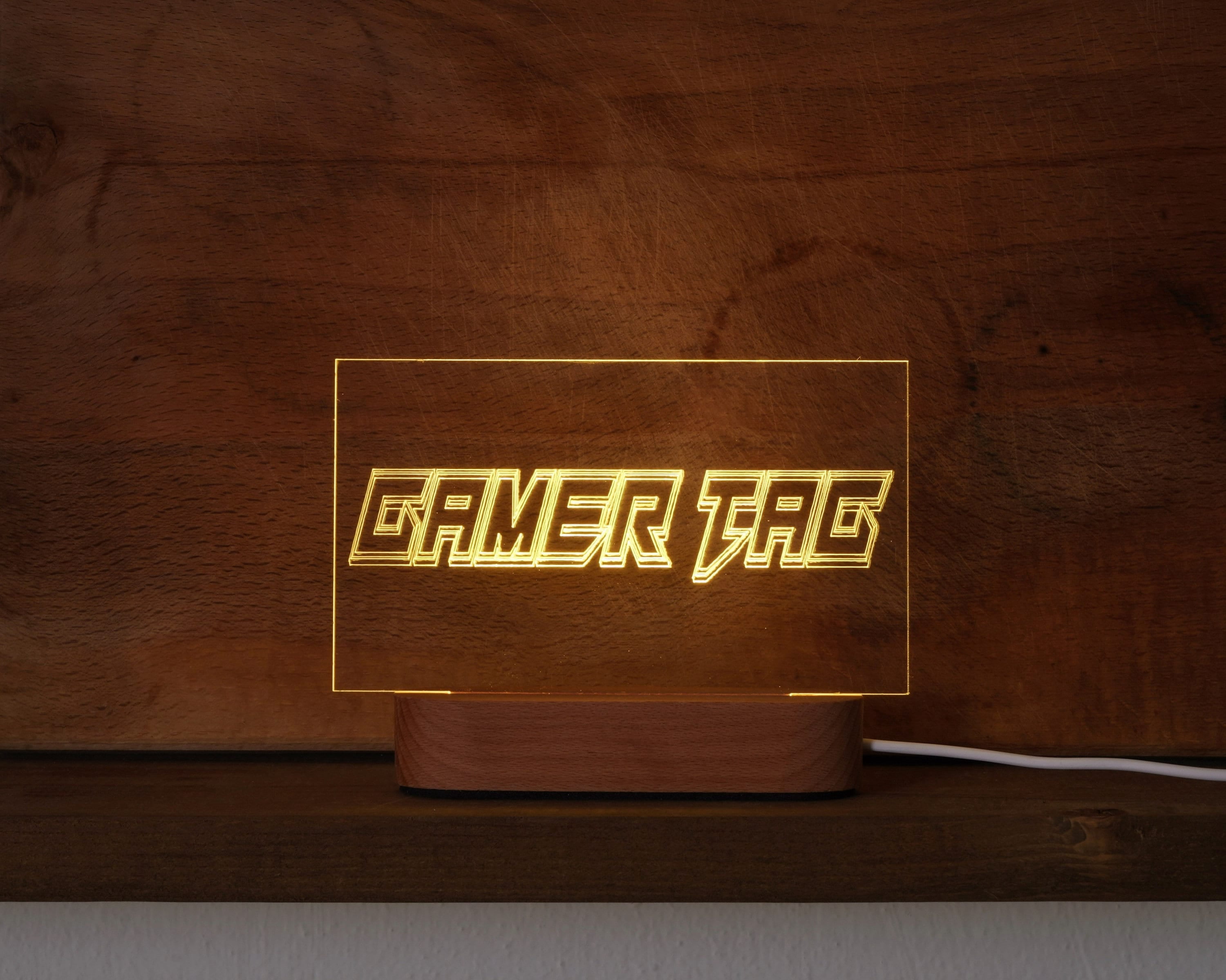 Custom Gamer Tag Name Night Light Personalized Acrylic LED Desk Sign ...