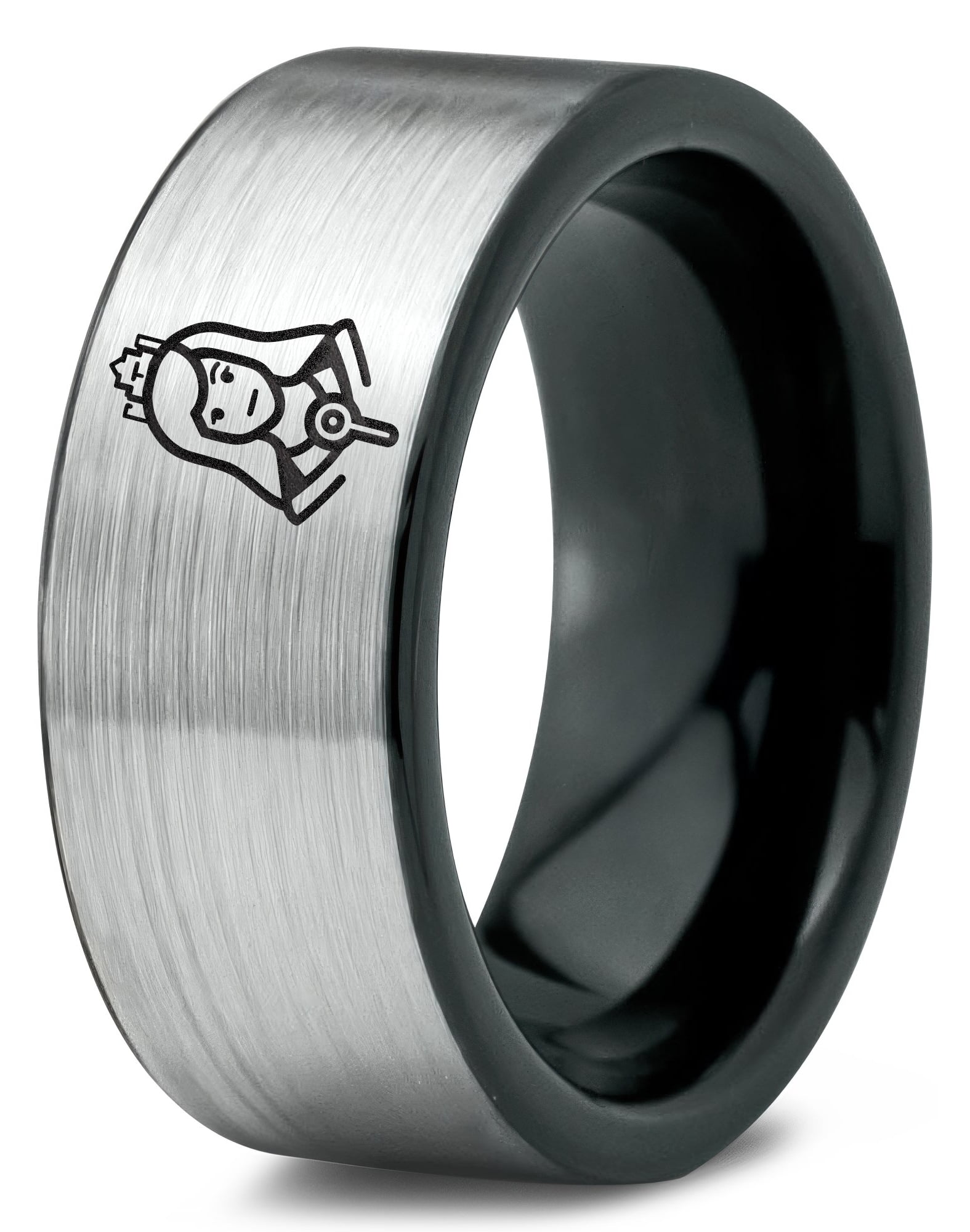 Handmade Tungsten Gamer Gray Pinky Ring Mixed Metal Jewelry Stackable ...