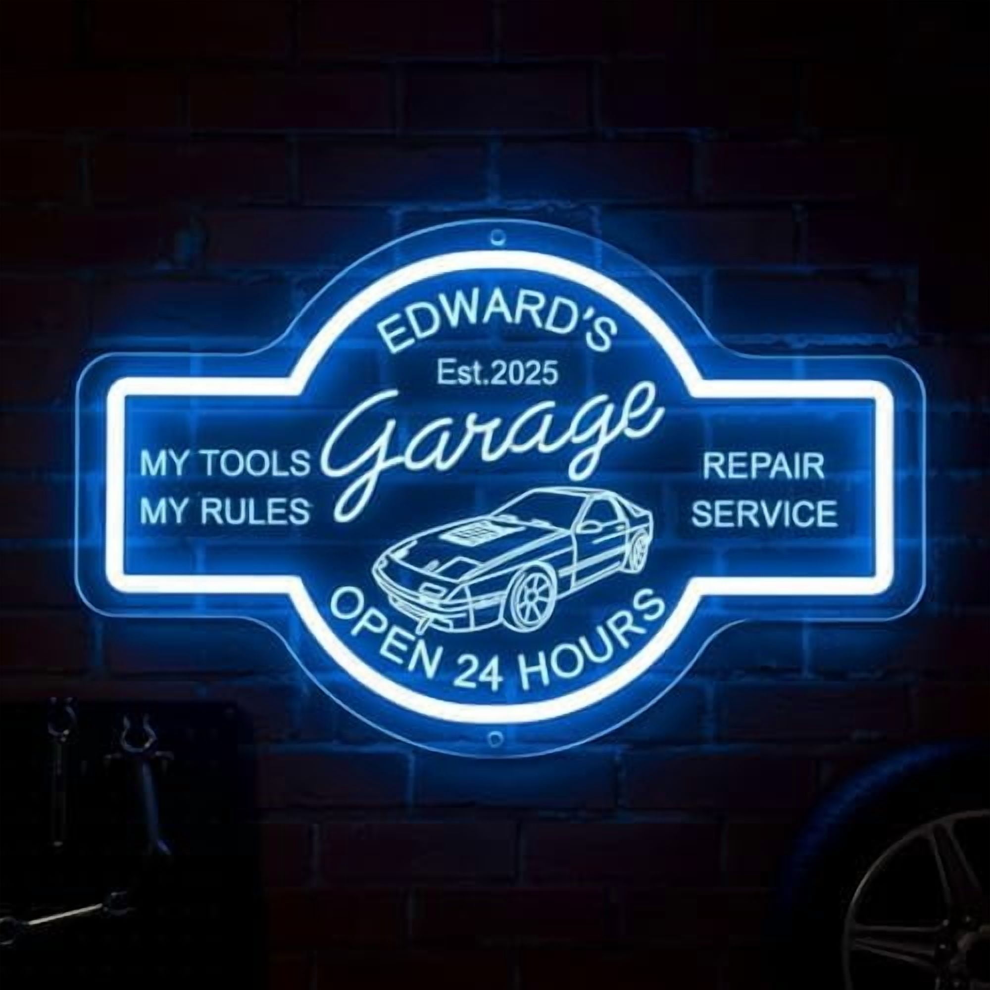 Custom Garage Neon Sign with Name, Personalized LED Garage Light for ...