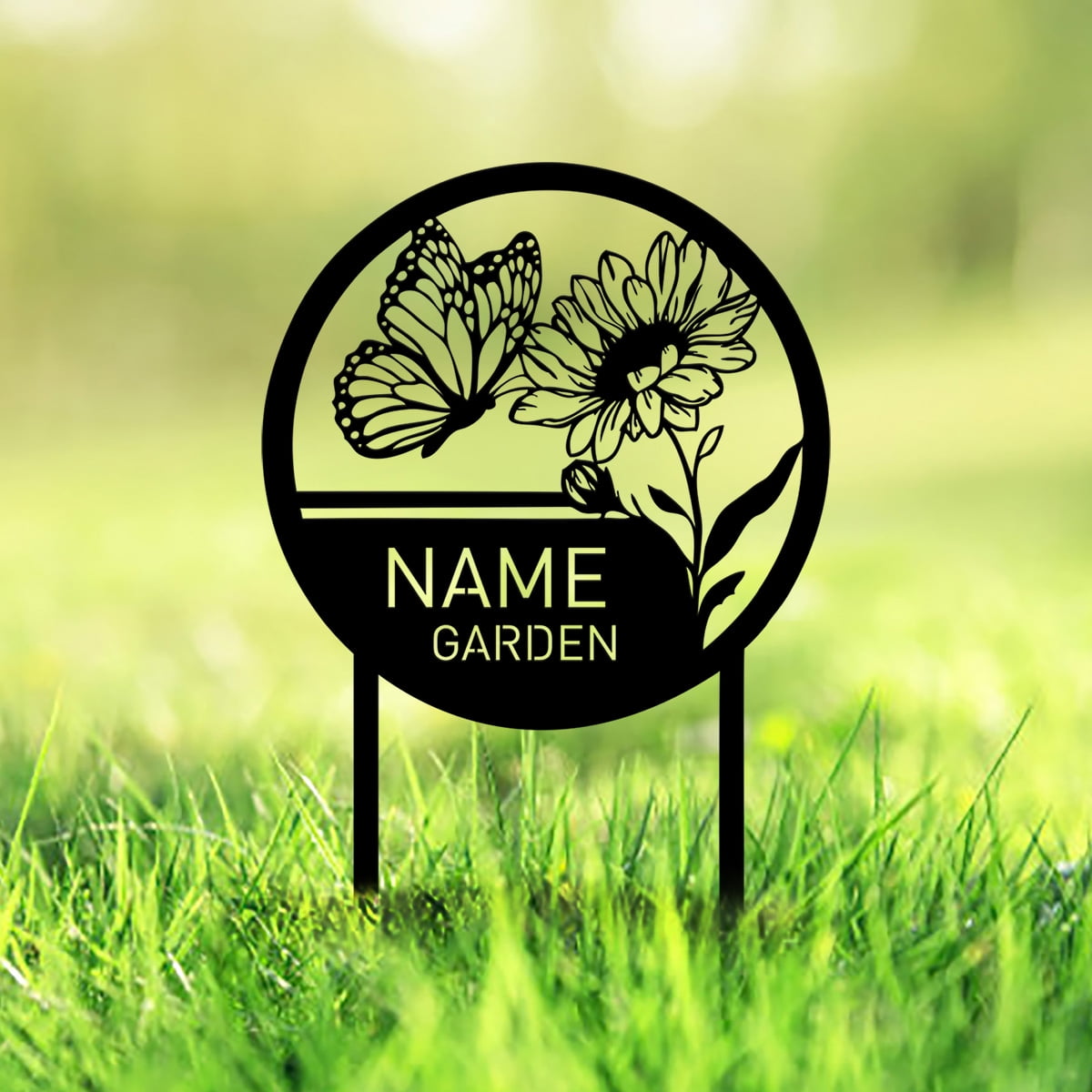 Custom Garden Name Metal Sign Personalized Daisy Flower Sign With Stake ...