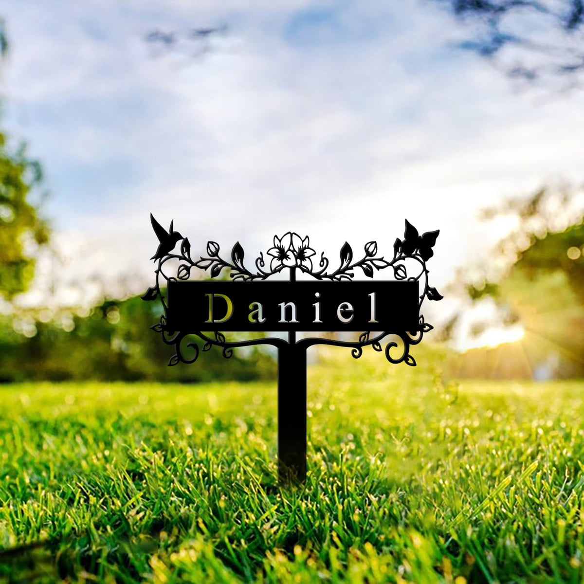 Custom Garden Sign with Stake,Metal Bird Garden Sign, Personalized ...