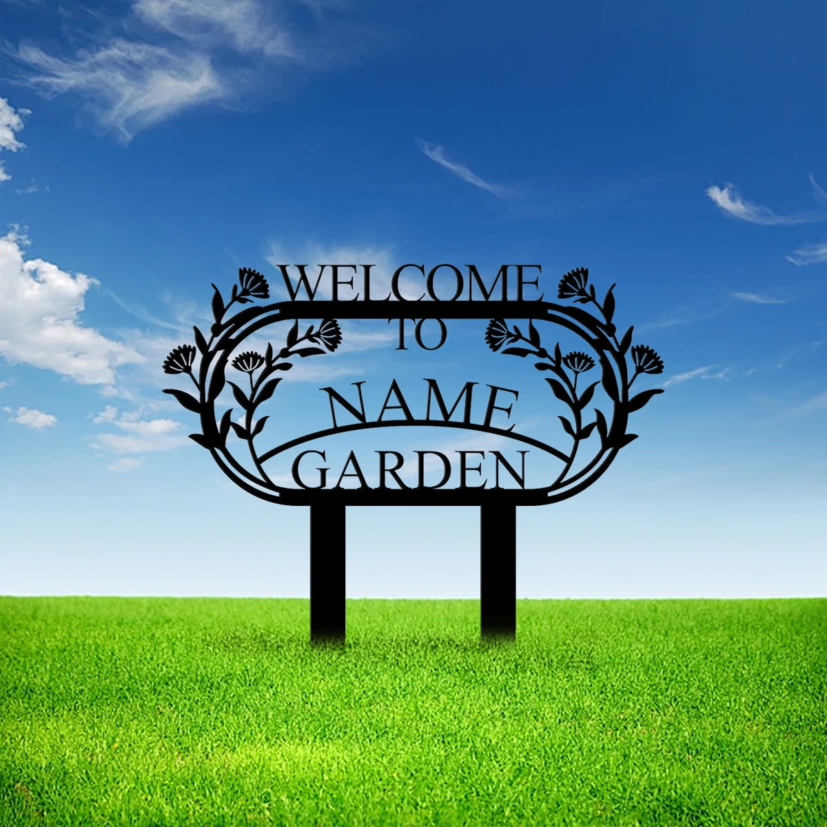Custom Garden Welcome Metal Sign with Stakes, Garden Stake Sign ...