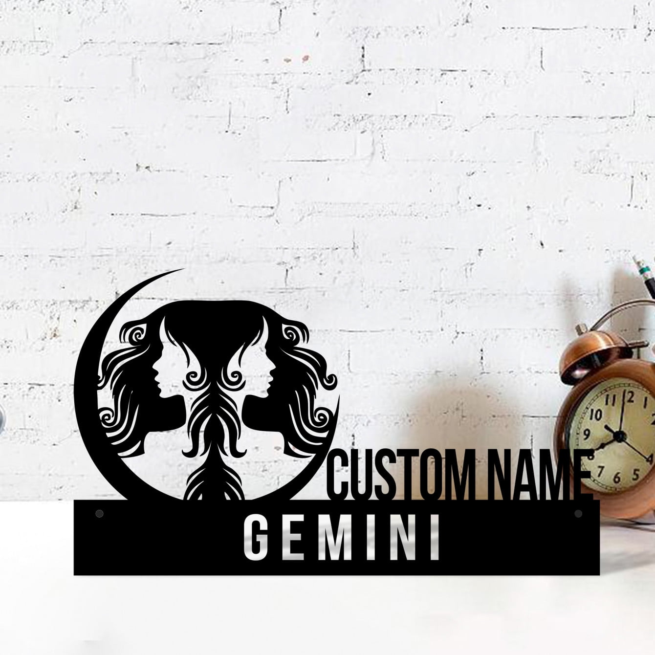 Custom Gemini Desk Name Plate Wedge,Personalized Zodiac Horoscope ...