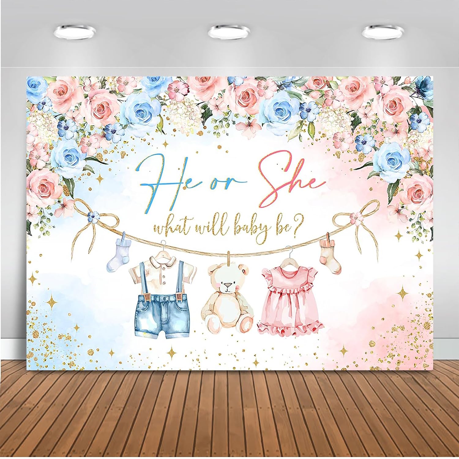 Custom Gender Reveal Backdrop Pink and Blue Boy or Girl Clothes ...
