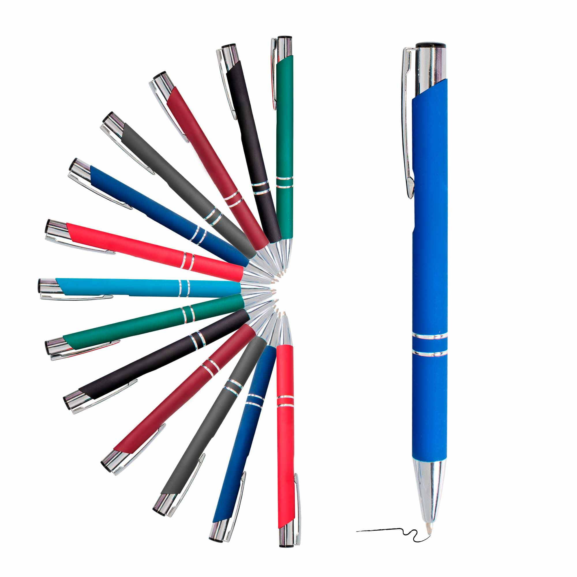 Custom Genie Ballpoint Pen, Retractable, Aluminum, Black Ink, Dark Blue ...