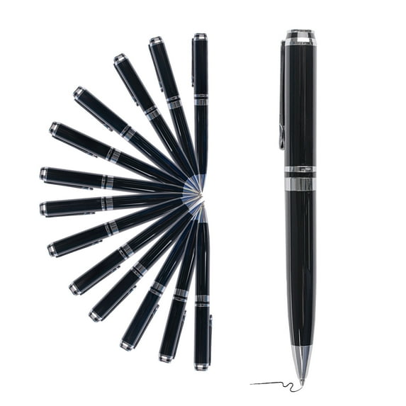 Custom Genie Black Executive Ballpoint Pen with Silver Accents, Metal ...