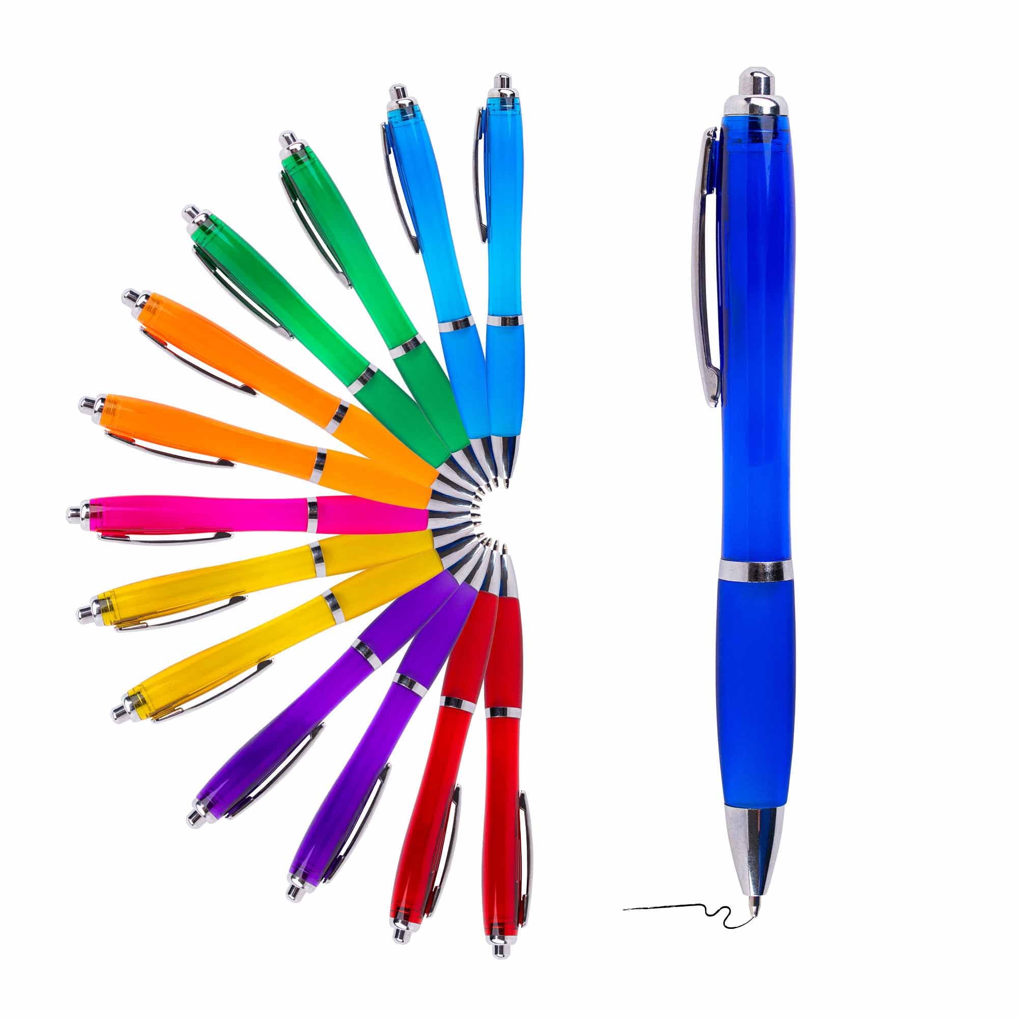 Custom Genie Contour Color Barrel Ballpoint Pen, Retractable Click Pen ...