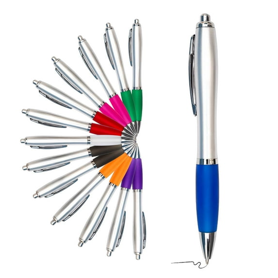 Custom Genie Contour Silver Barrel Ballpoint Pen with Chrome Trim and ...