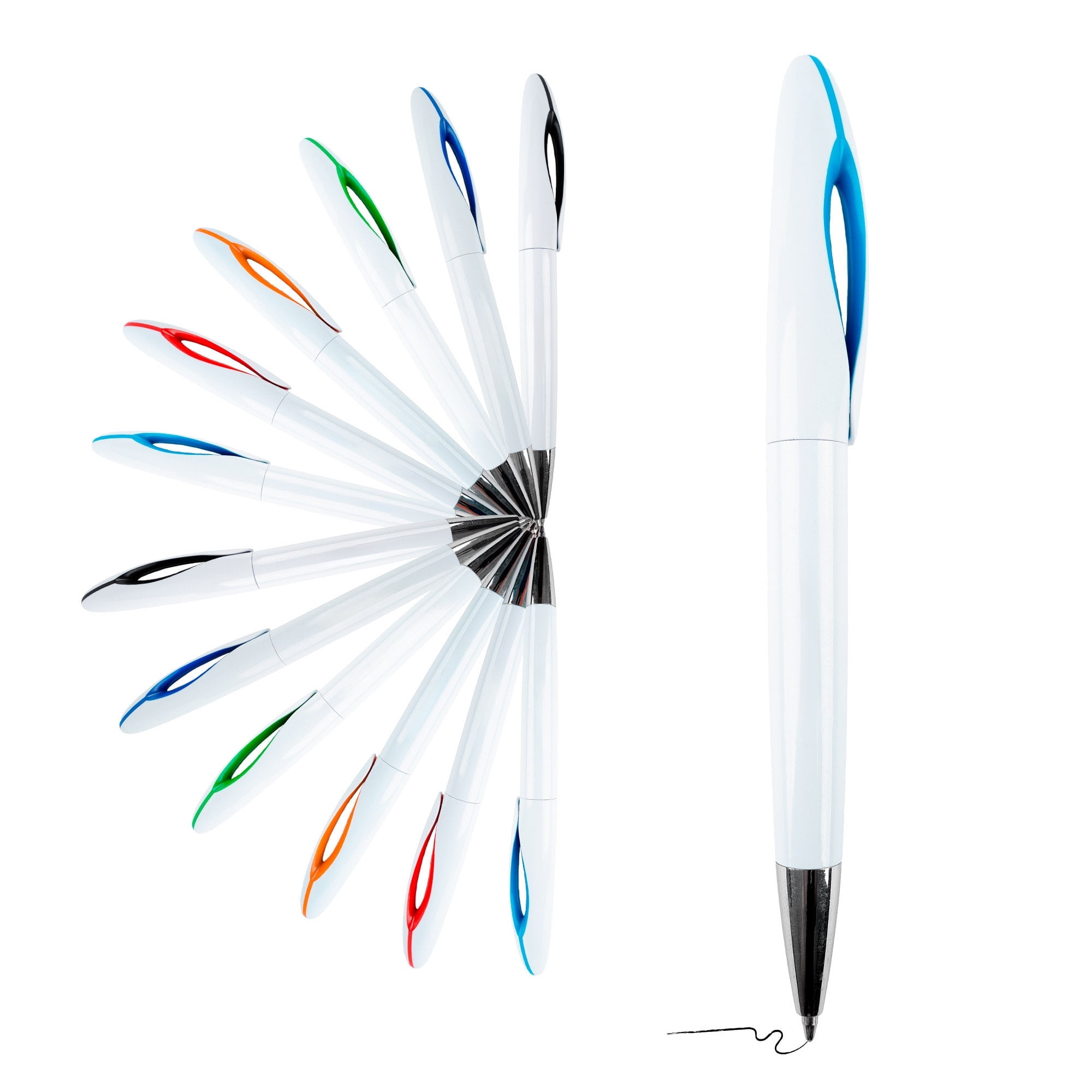 Custom Genie Sparta Ballpoint Pen with Glossy White Barrel, Twist-Top ...