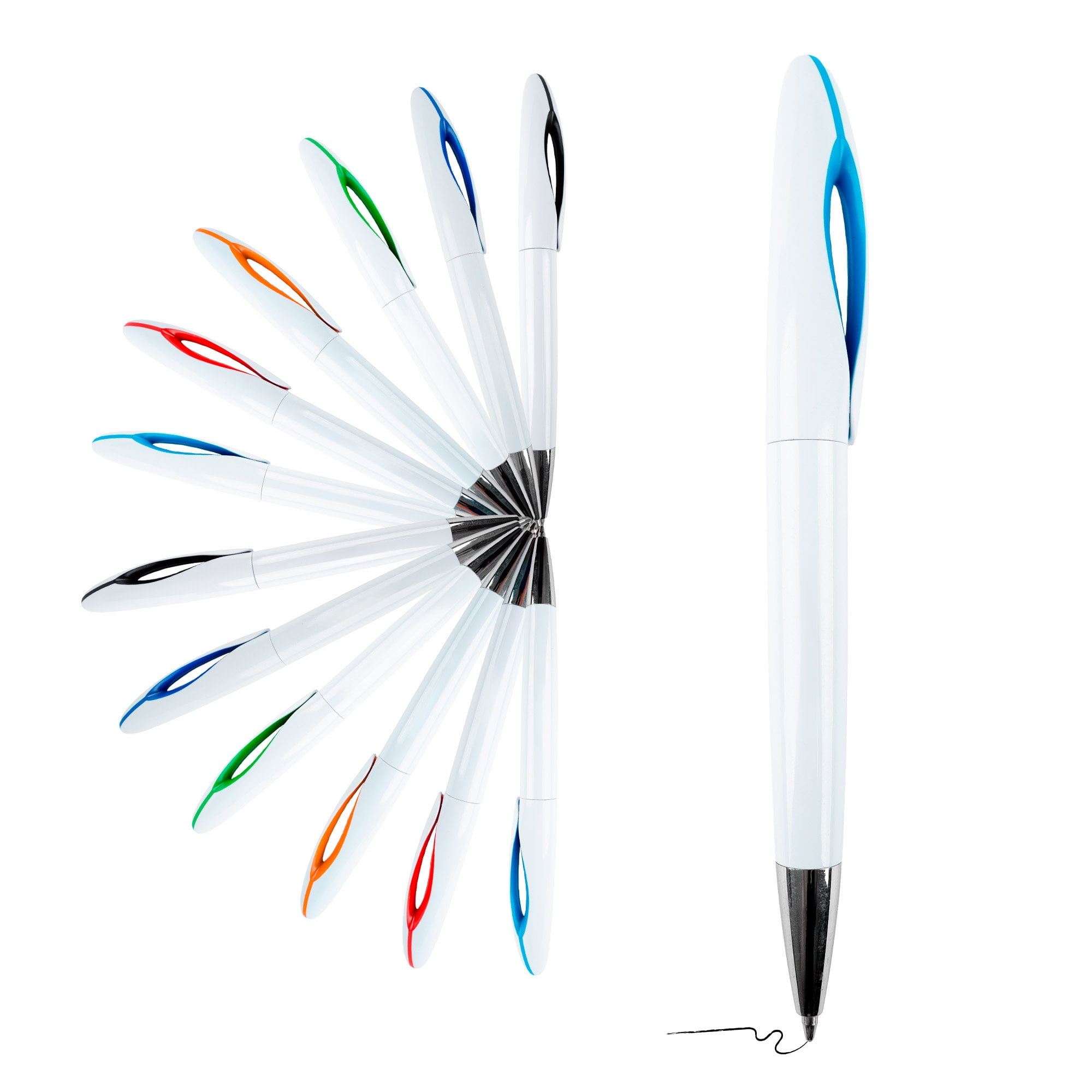 Custom Genie Sparta Ballpoint Pen with Glossy White Barrel, Twist-Top ...