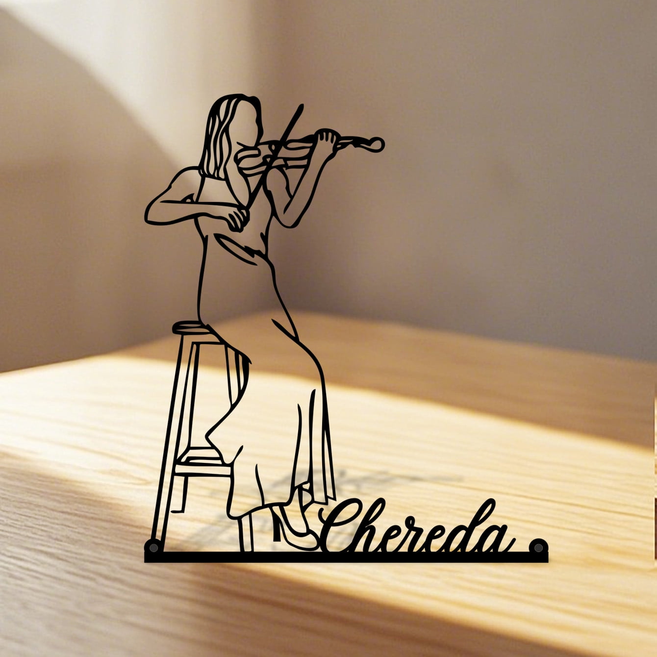 Custom Girl Violin Metal Desk, Violin Player Metal Table Sign, Violin ...