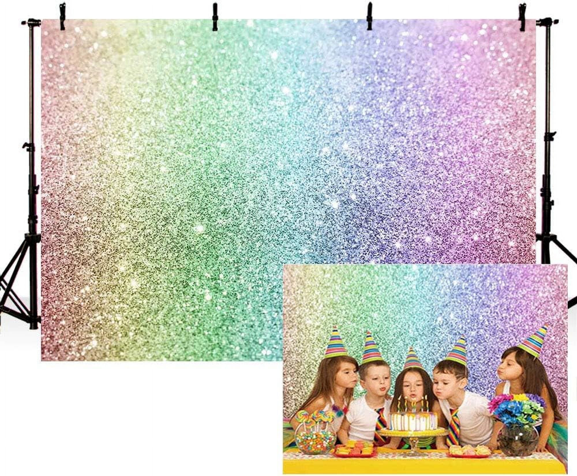 Custom Glitter Rainbow Backdrop Happy Birthday Party Decoration for ...