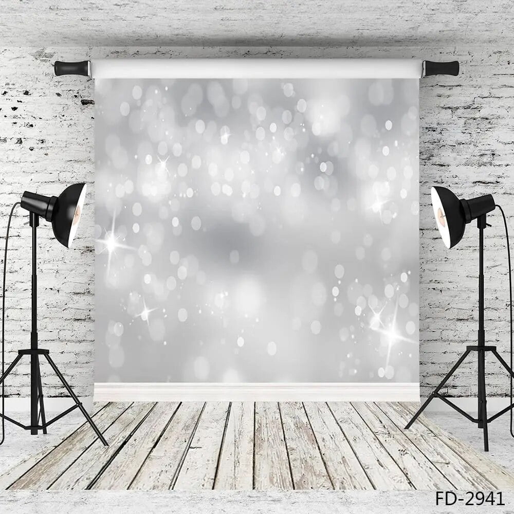 Custom Glitter Silver Star Dots Bokeh Wood Board Photography Background ...