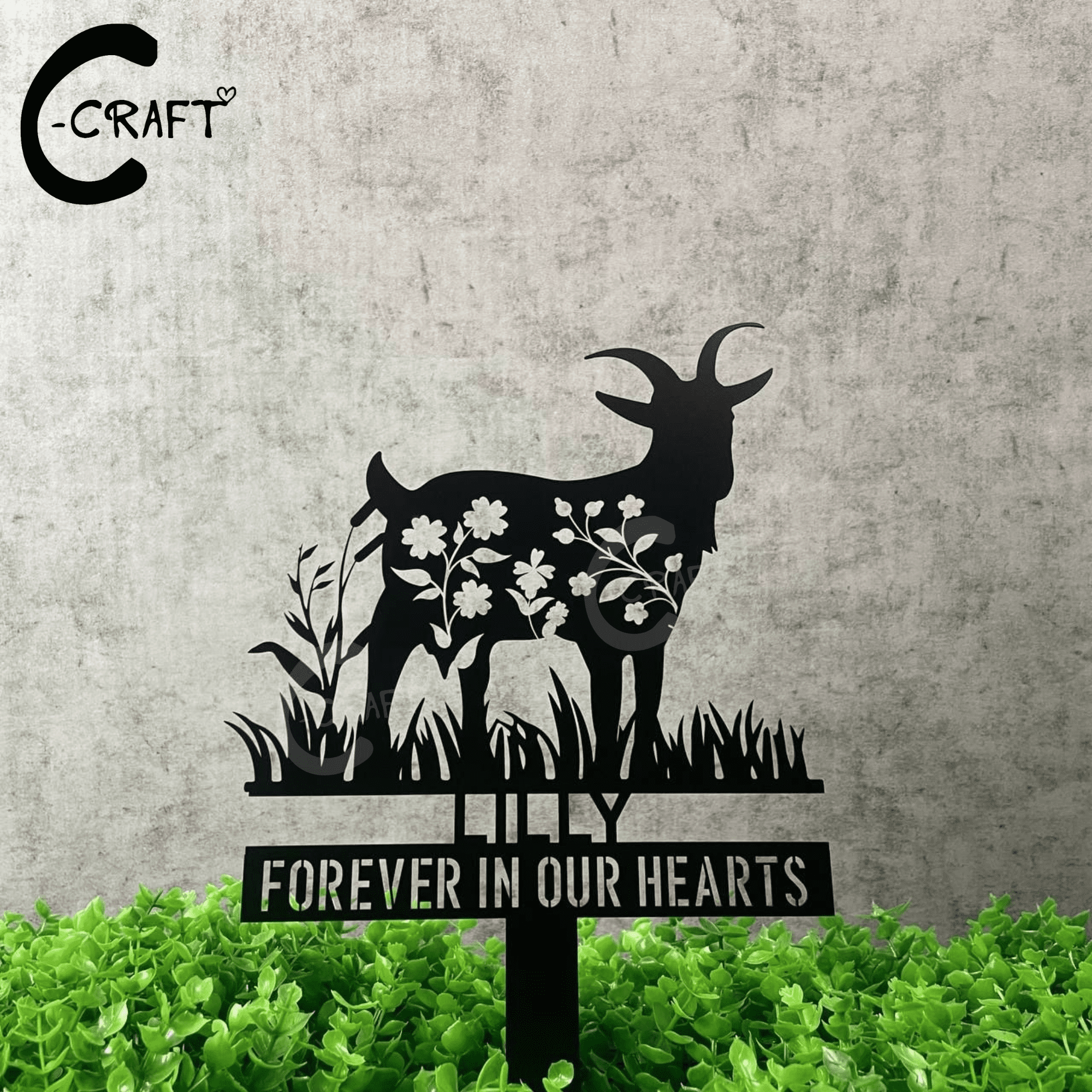 Custom Goat 8 Inches Memorial Garden Plaque with Stake, Metal Yard ...