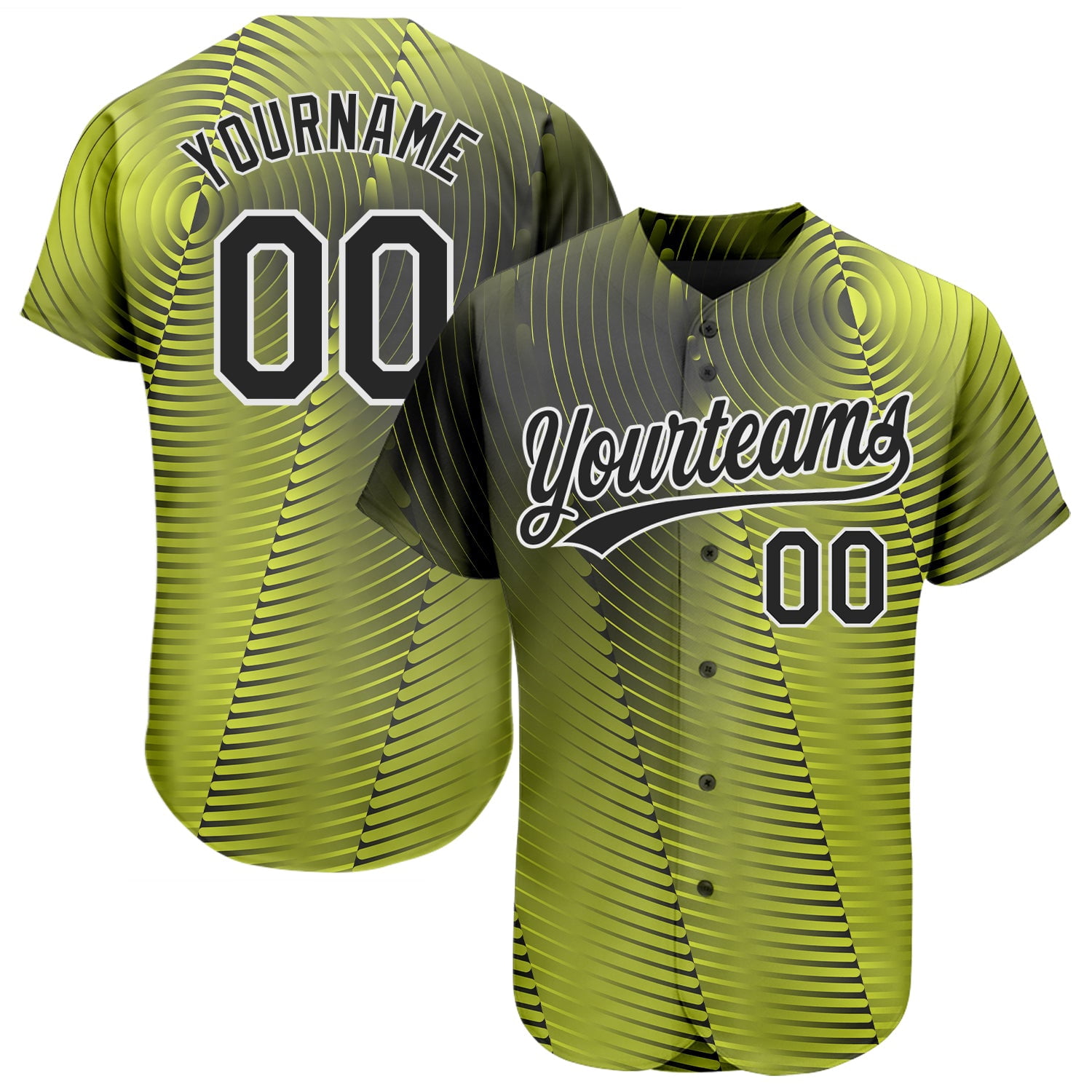 Custom Gold Black-White 3D Pattern Design Authentic Baseball Jersey ...
