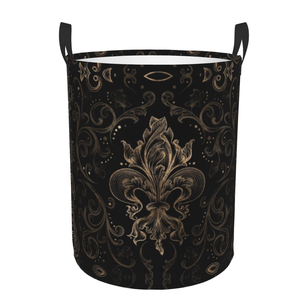Custom Gold Filigree Fleur De Lis Laundry Hamper Large Storage Basket ...