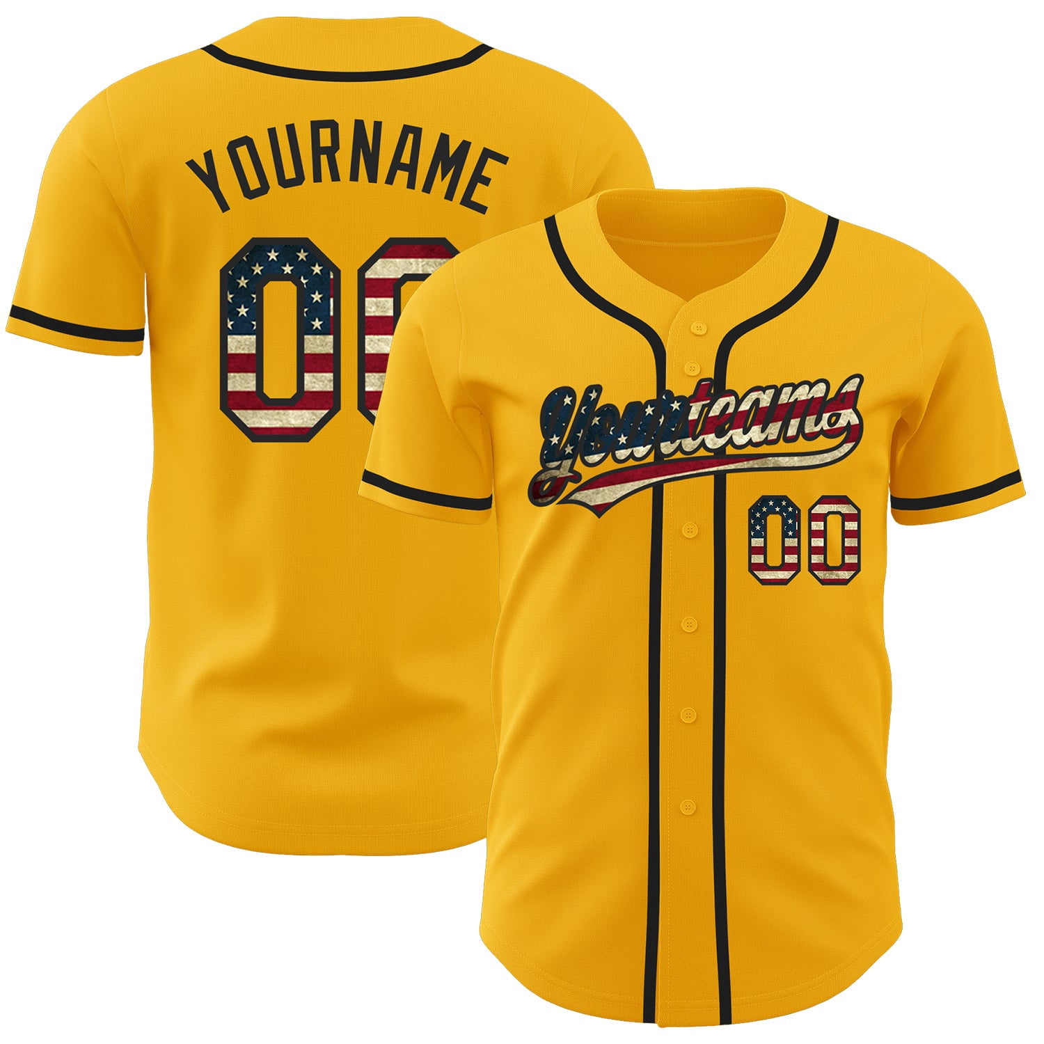 Custom Gold USA Black Authentic Baseball Jersey - Hot Sale 2026 ...