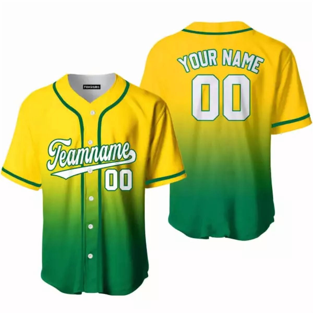 Custom Gold White Kelly Green Fade Fashion Baseball Jerseys For Men ...