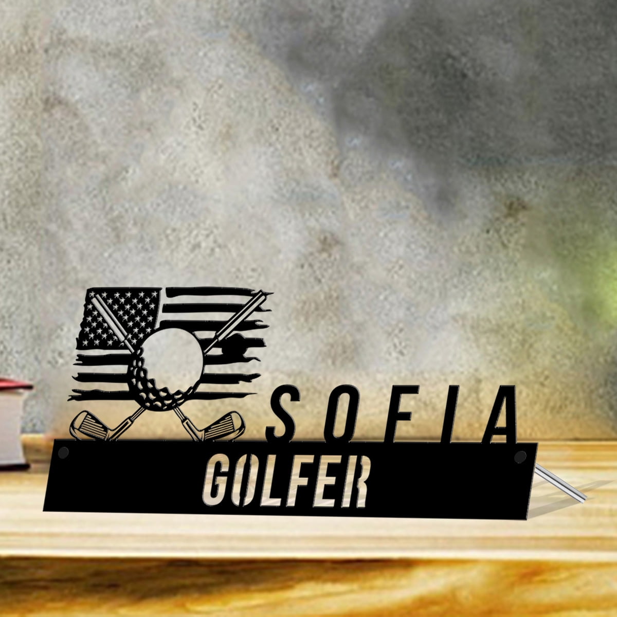 Custom Golfer Desk Name Plate, Golfer Metal Nameplate For Desk, Golfer ...