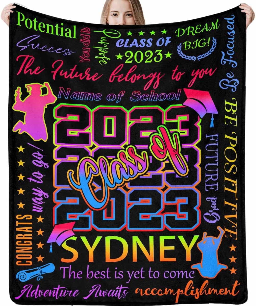 Custom Graduation 2023 Throw Blanket 2023 Grad You Did It Rainbow Text ...