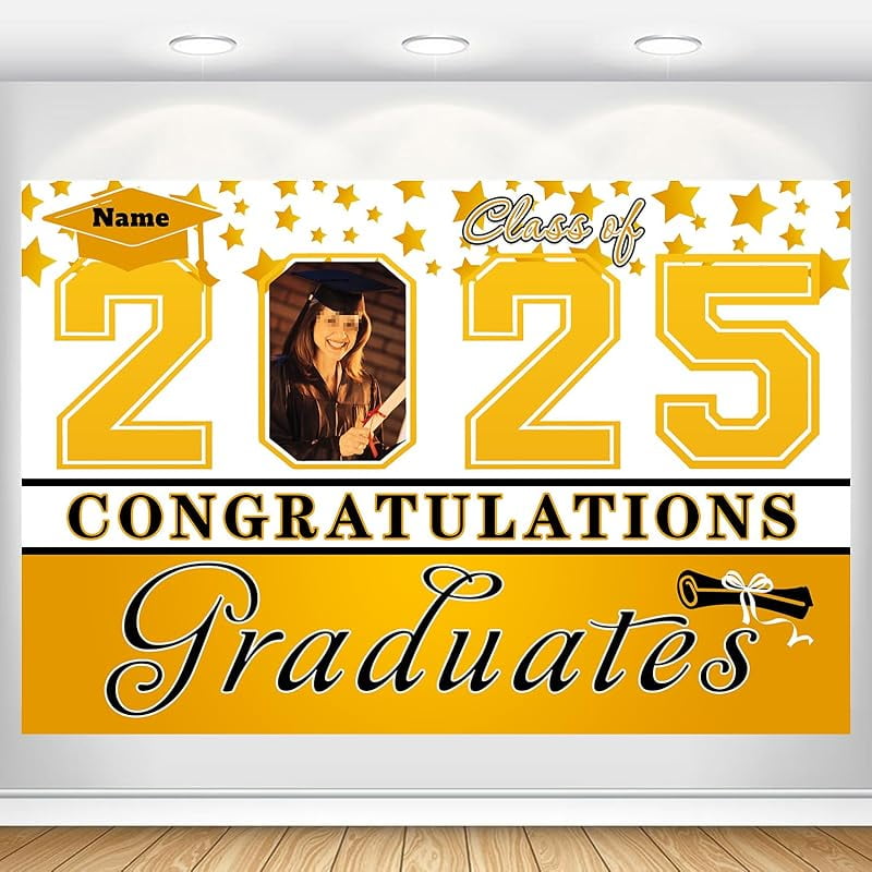 Custom Graduation Backdrop Banner Large Congrats Grad Balloons Party ...