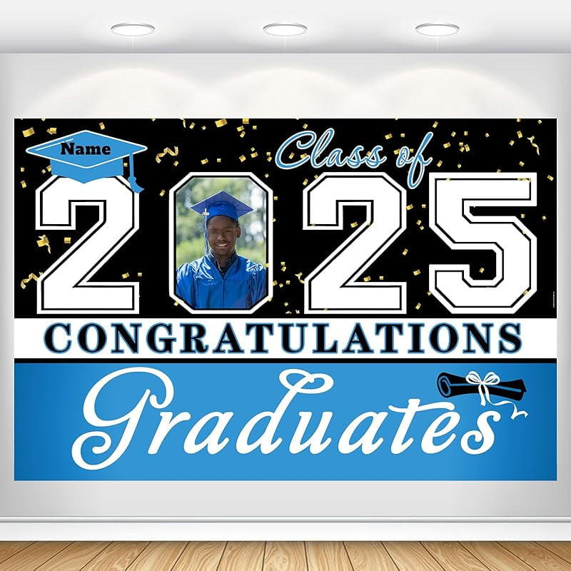 Custom Graduation Backdrop Banner Large Congrats Grad Balloons Party ...