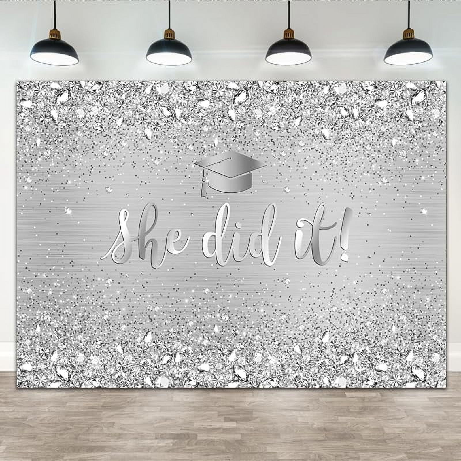 Custom Graduation Backdrop Class of 2024 She Did It Pink Shinning ...