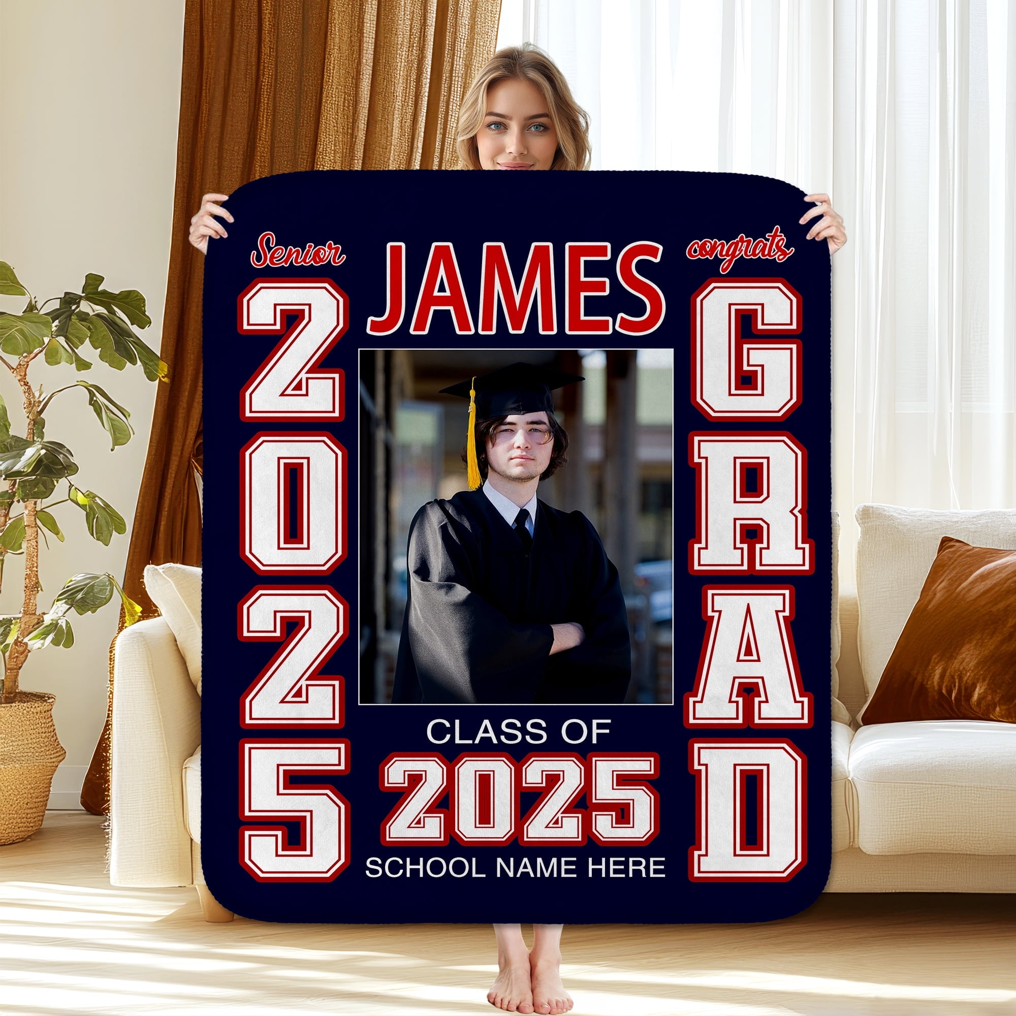 Custom Graduation Blanket with Photos, 2025 Graduation Gifts Blanket ...