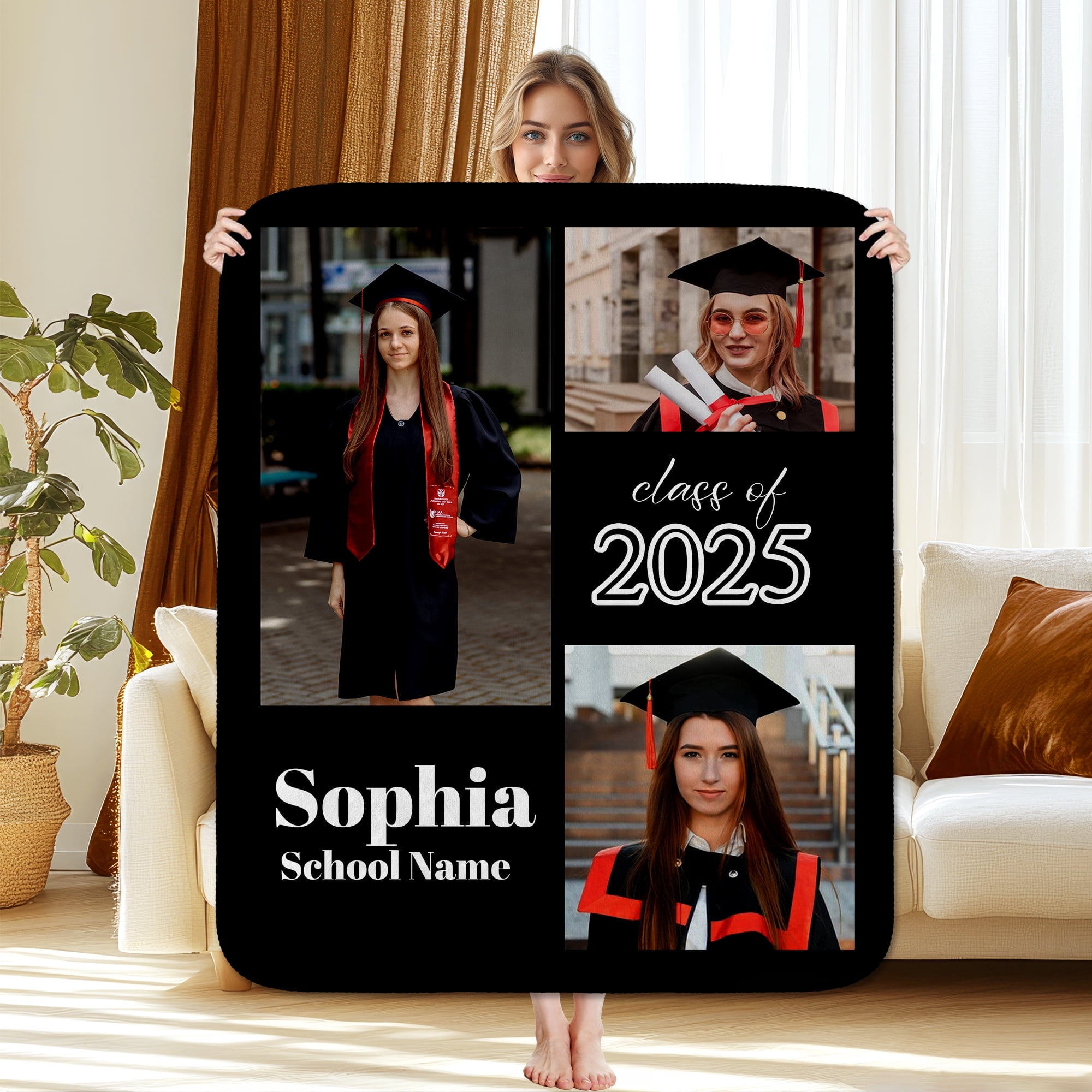 Custom Graduation Blanket with Photos, 2025 Graduation Gifts Blanket ...