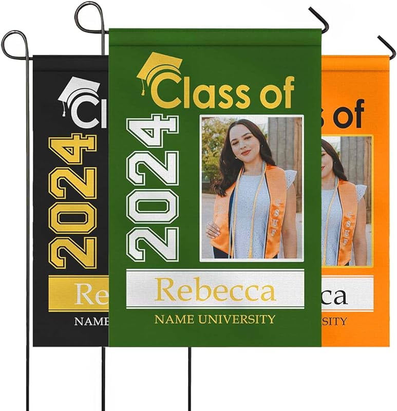 Custom Graduation Garden Flag with Name & Photo Personalized 2024 ...
