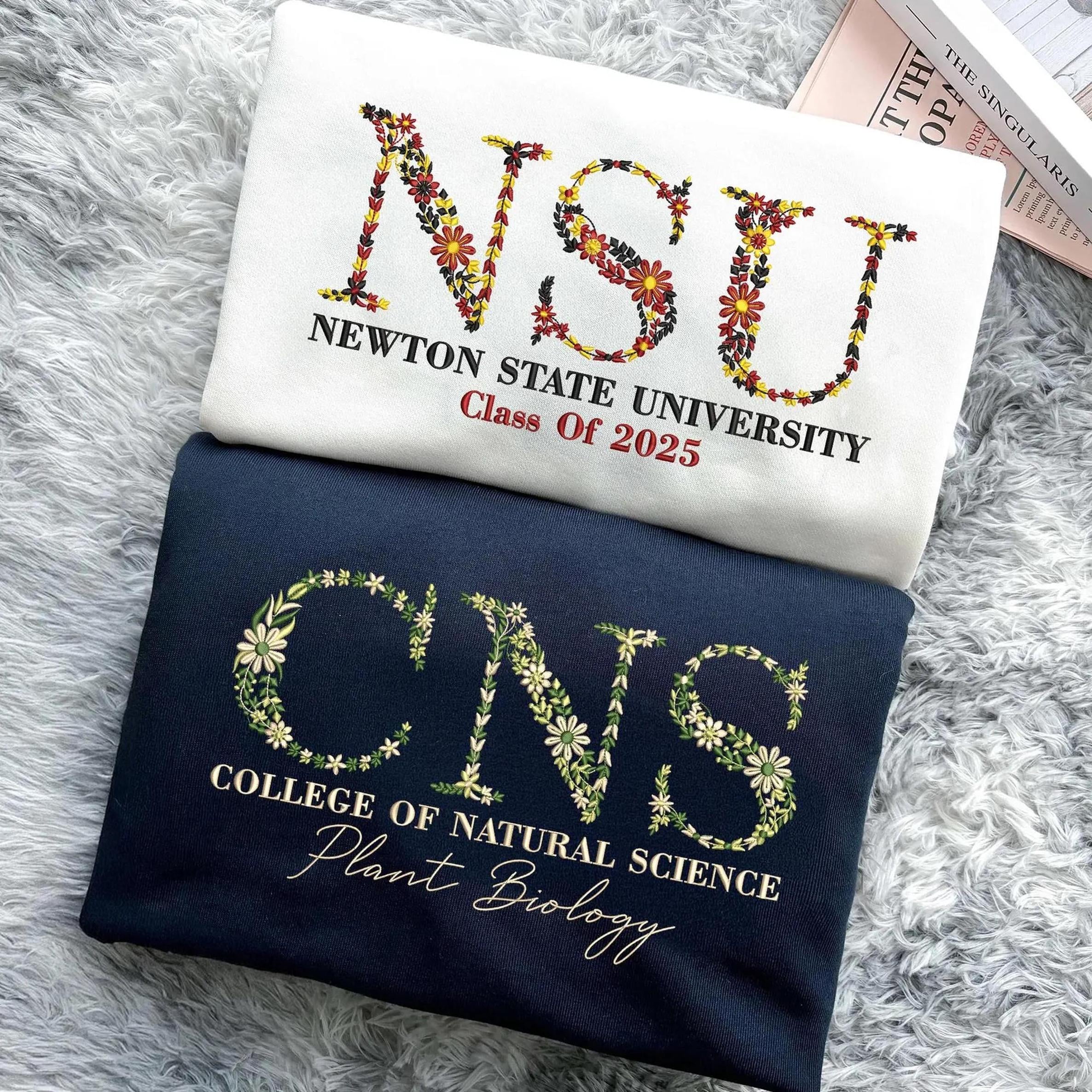 Custom Graduation Gift, College Floral Letter Embroidered, Class of ...