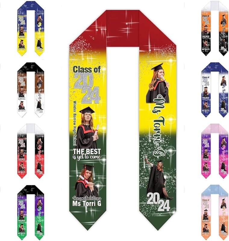 Custom Graduation Stoles Class of 2024 Congratulation Gifts, American ...