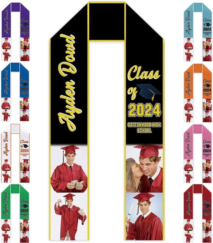 Custom Graduation Stoles Class of 2024 Congratulation Gifts, American ...