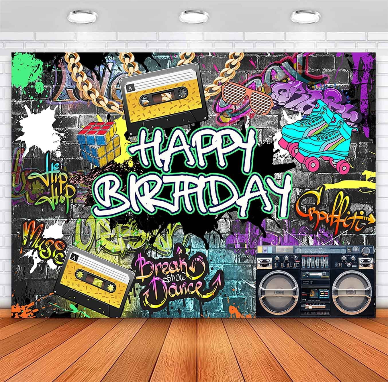 Custom Graffiti 80's 90's Birthday Backdrop Urban Retro Hip Hop ...