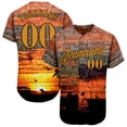 Custom Graffiti Pattern Gold-Brown 3D Beach Authentic Baseball Jersey ...