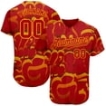 Custom Graffiti Pattern Red-Gold 3D Authentic Baseball Jersey - Hot ...