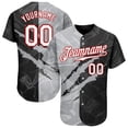 Custom Graffiti Pattern White Gray-Red 3D Scratch Authentic Baseball ...