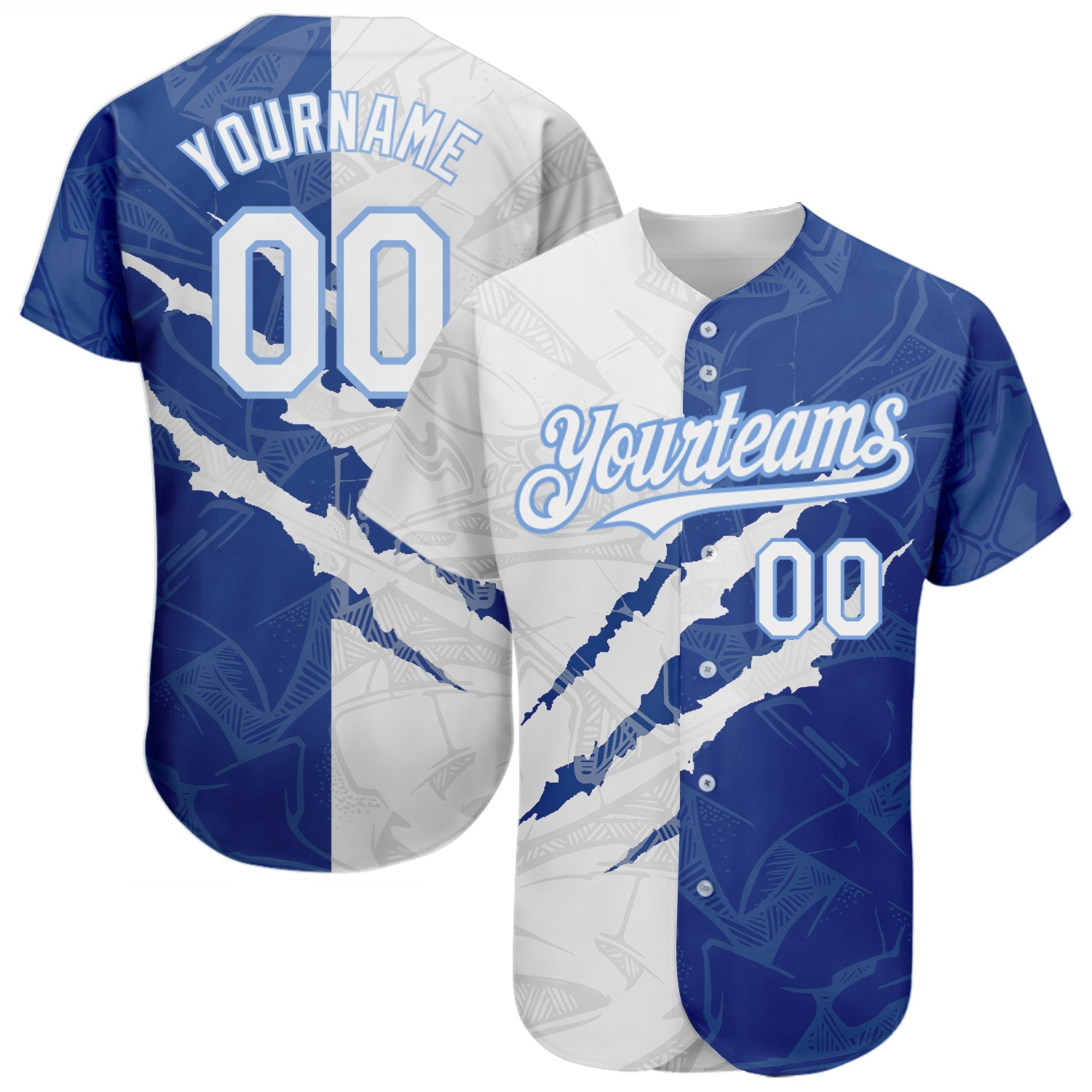 Custom Graffiti Pattern White Royal-Light Blue 3D Scratch Authentic ...