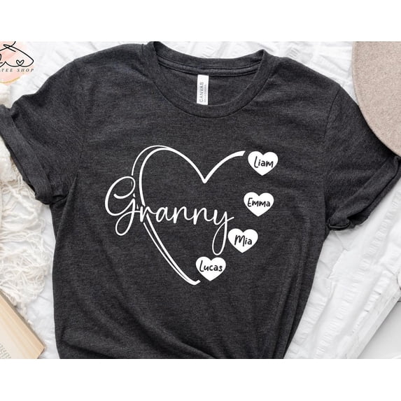 Custom Granny Heart Shirt with Names Personalized Grandma Gift Tee ...