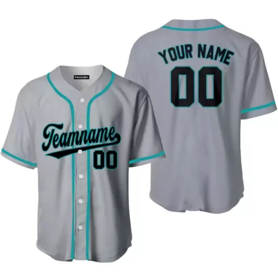 Custom Gray Black Aqua Custom Baseball Jerseys For Men & Women JN1076 ...