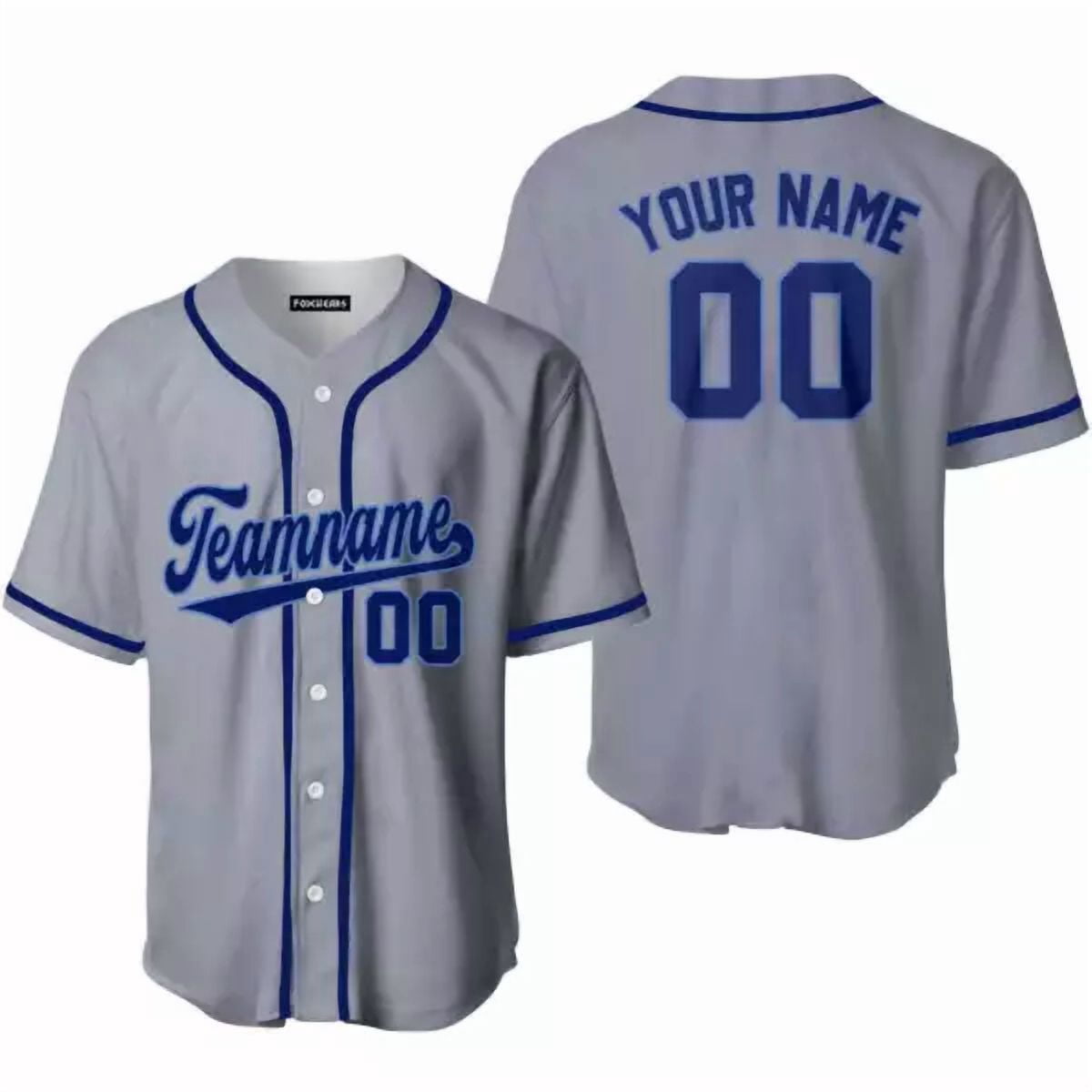 Custom Gray Dark Blue Powder Blue Custom Baseball Jerseys For Men ...