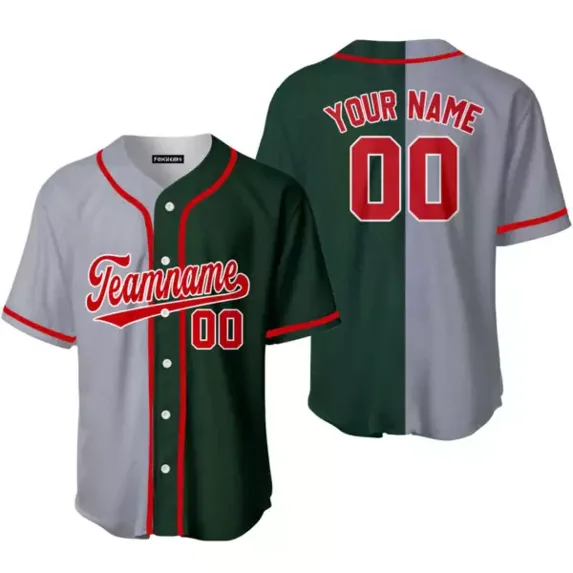 Custom Gray Kelly Green Red Split Fashion Baseball Jerseys For Men ...