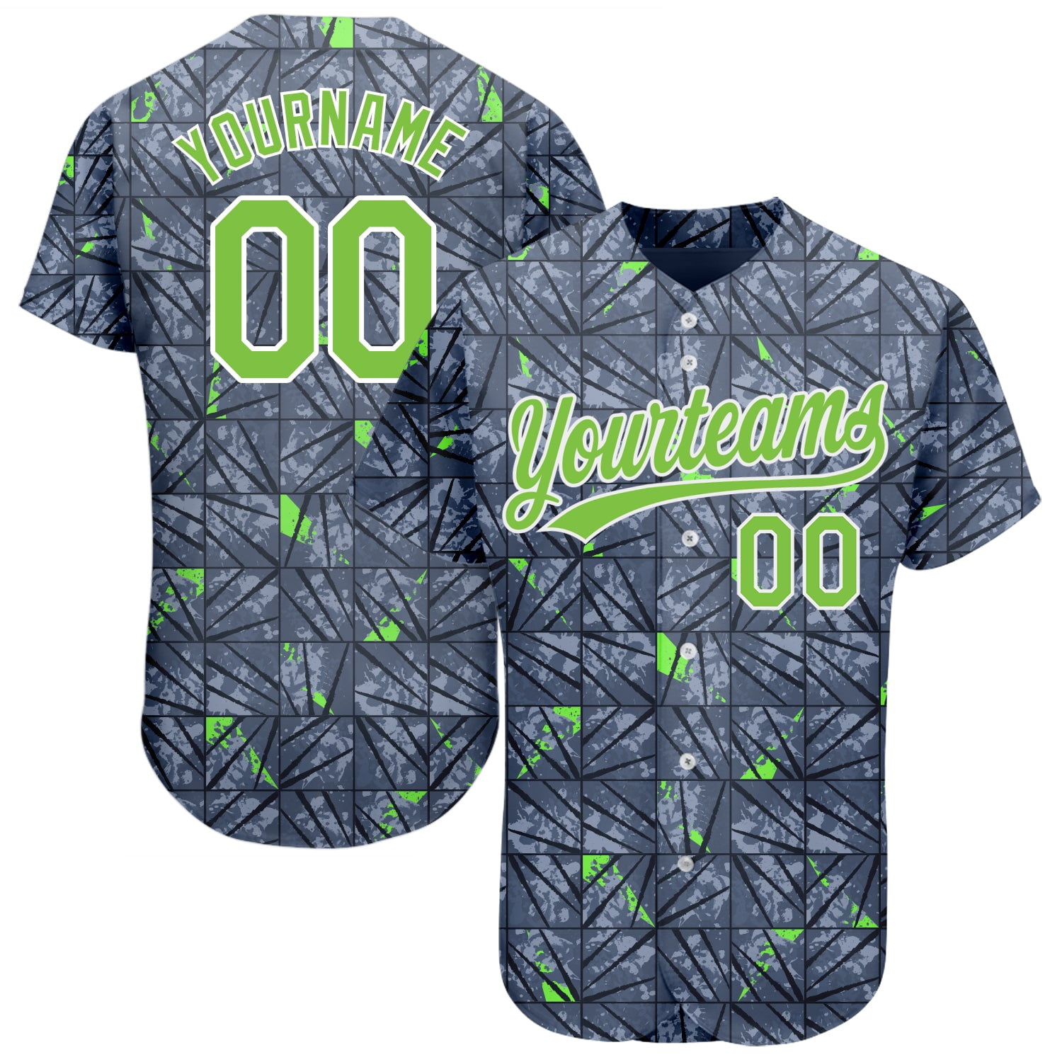 Custom Gray Neon Green-Black 3D Pattern Design Authentic Baseball ...