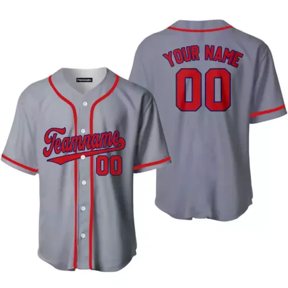 Custom Gray Red Dard Blue Custom Baseball Jerseys For Men & Women ...