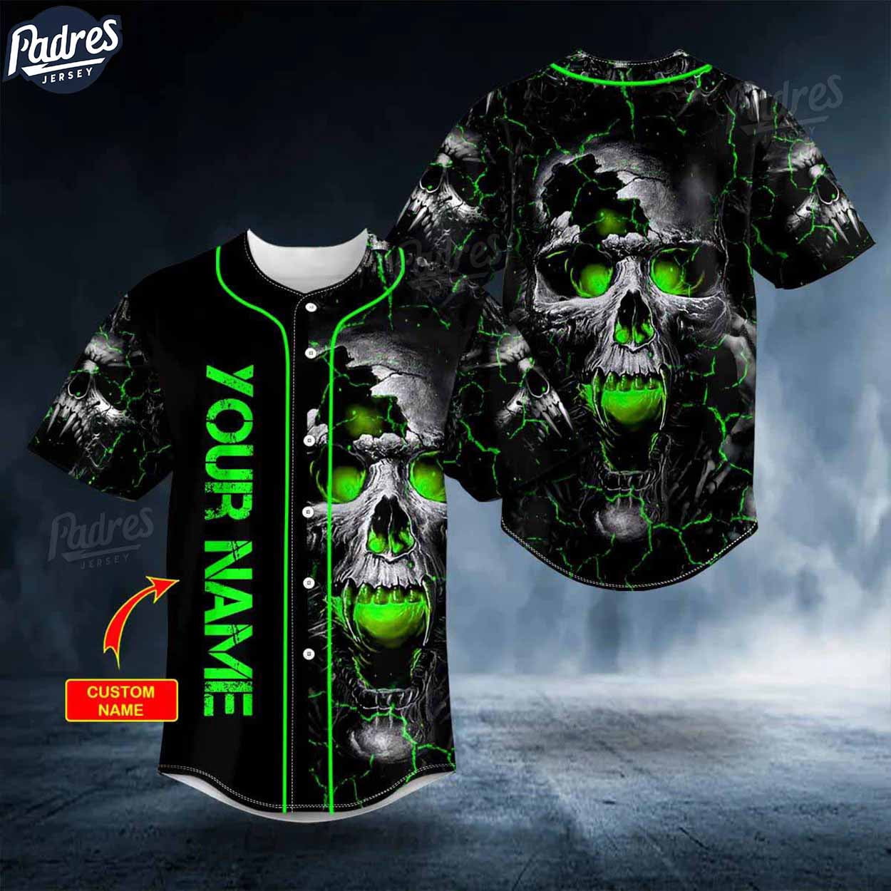 Custom Green Amazing Skull Baseball Jersey - Walmart.com
