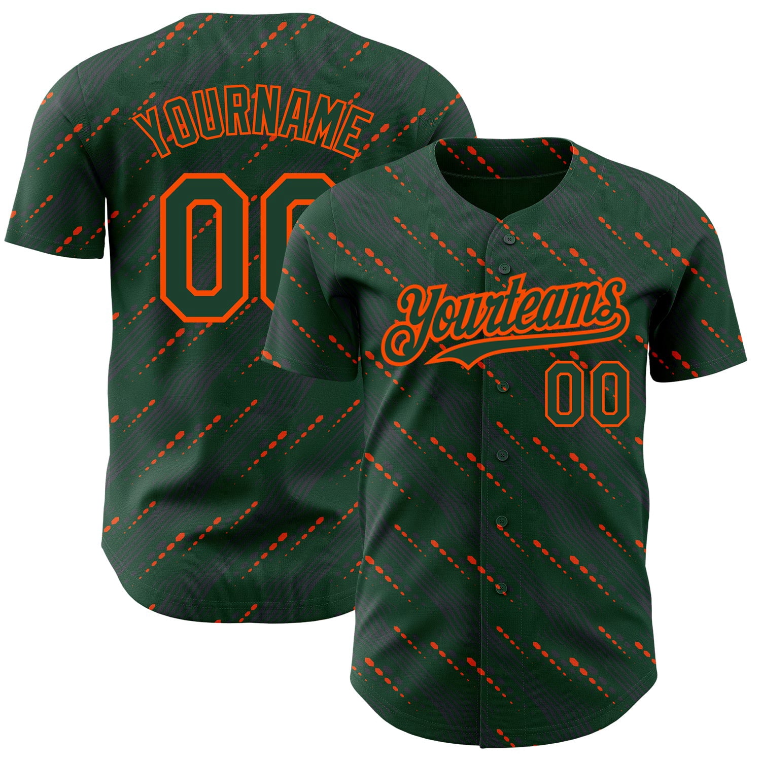 Custom Green Green-Orange 3D Pattern Design Slant Lines Authentic Baseball Jersey - Hot Sa ...